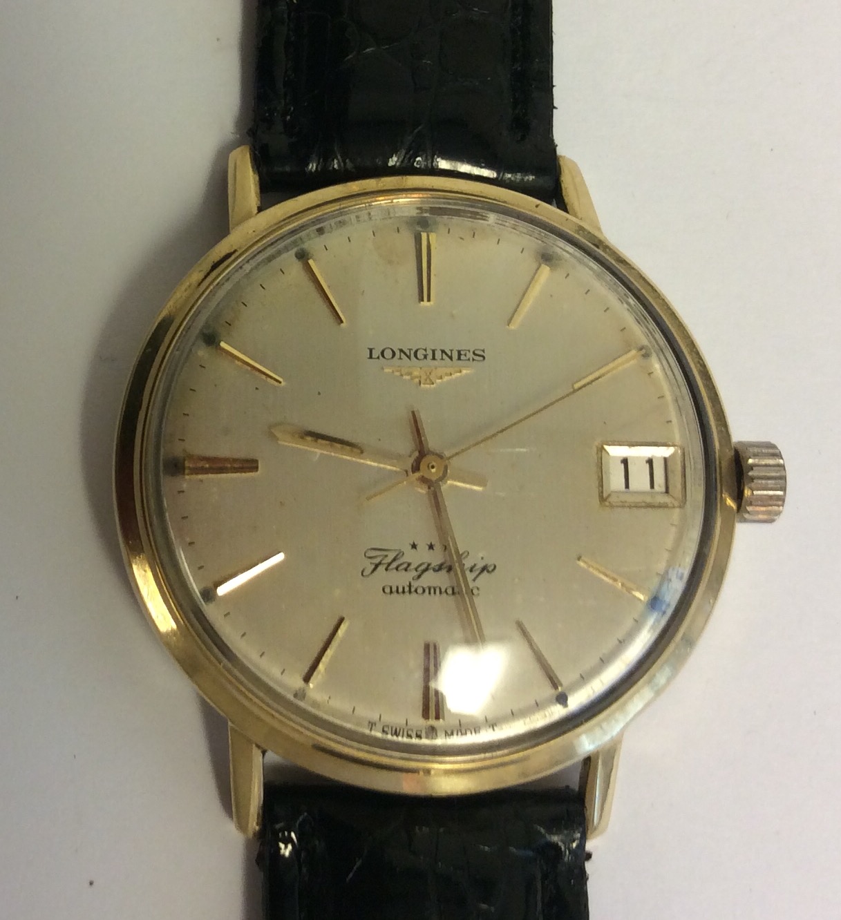 WITHDRAWN !! LONGINES, FLAGSHIP, AN VINTAGE 18CT GENTLEMEN'S WRISTWATCH ...