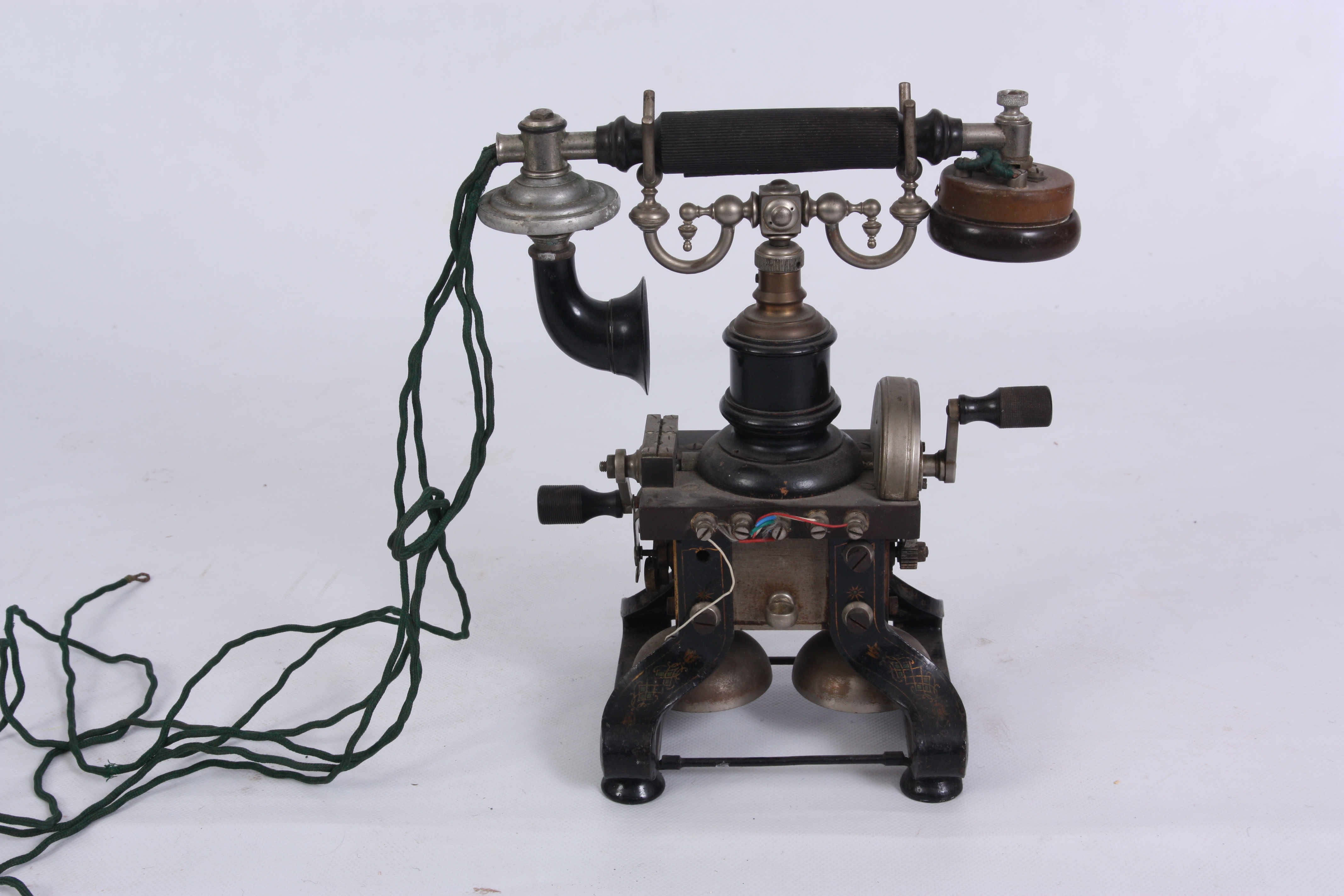 A LATE 19TH CENTURY ERICSSON SKELETON TELEPHONE WITH TEAR-DROP CRADLE ...