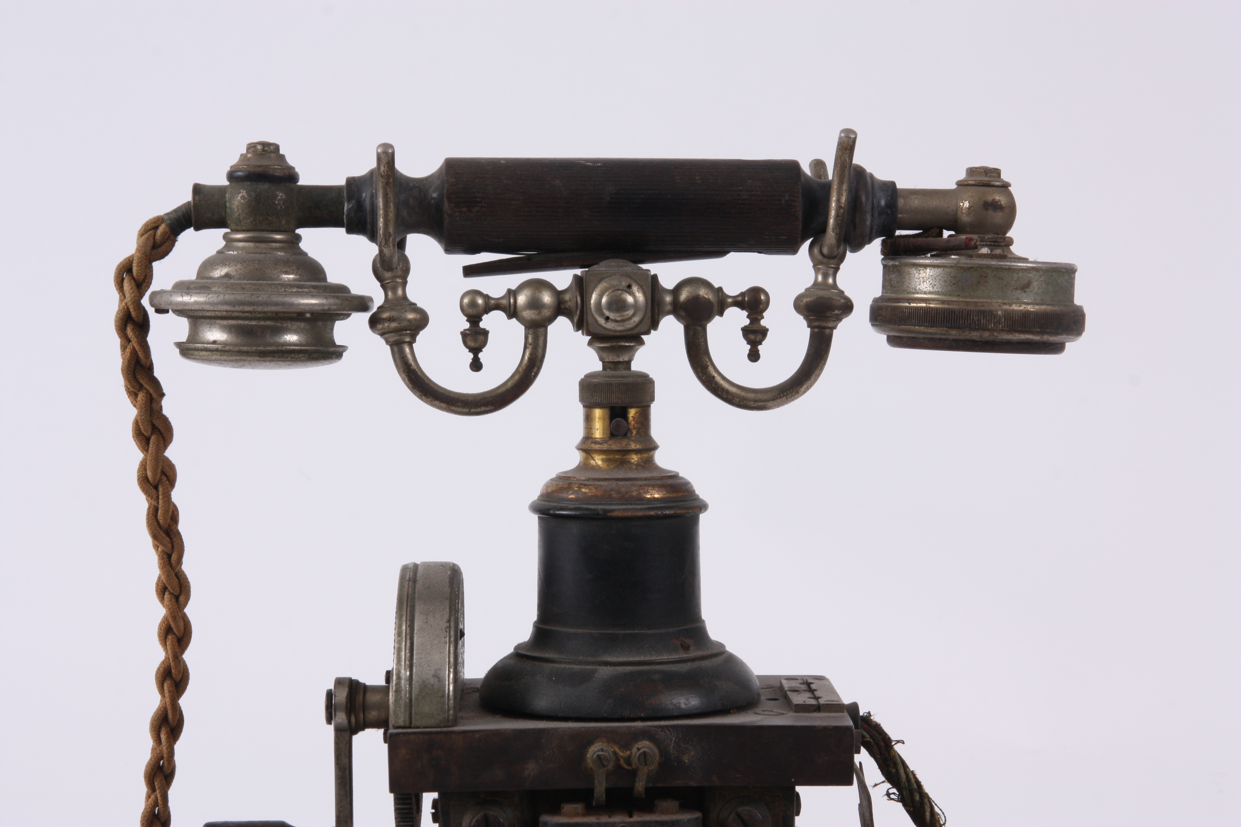 A LATE 19TH CENTURY ERICSSON SKELETON TELEPHONE WITH TEAR-DROP CRADLE ...