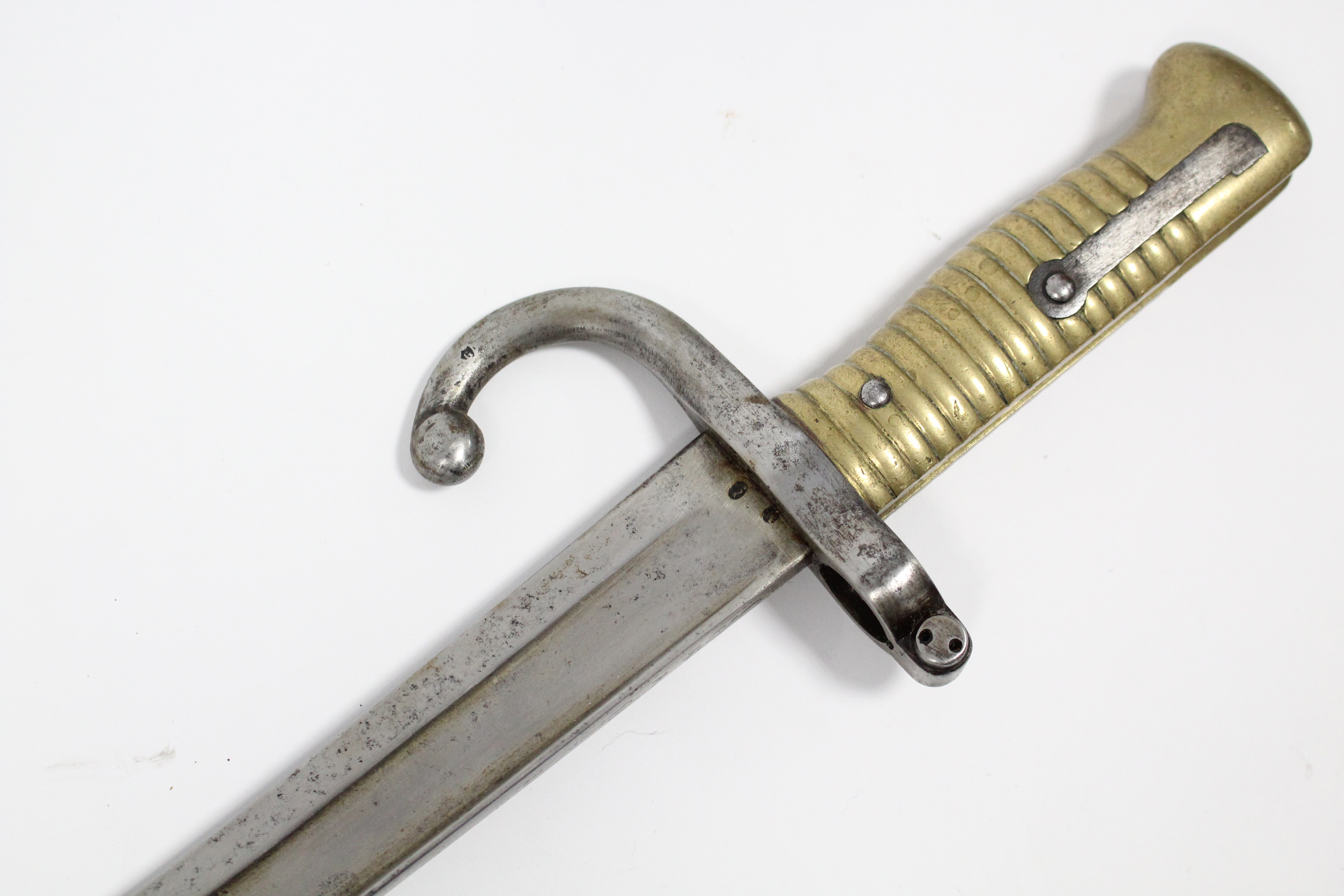 A late 19th century French rifle bayonet (dated 1874) with 22 ½” long ...