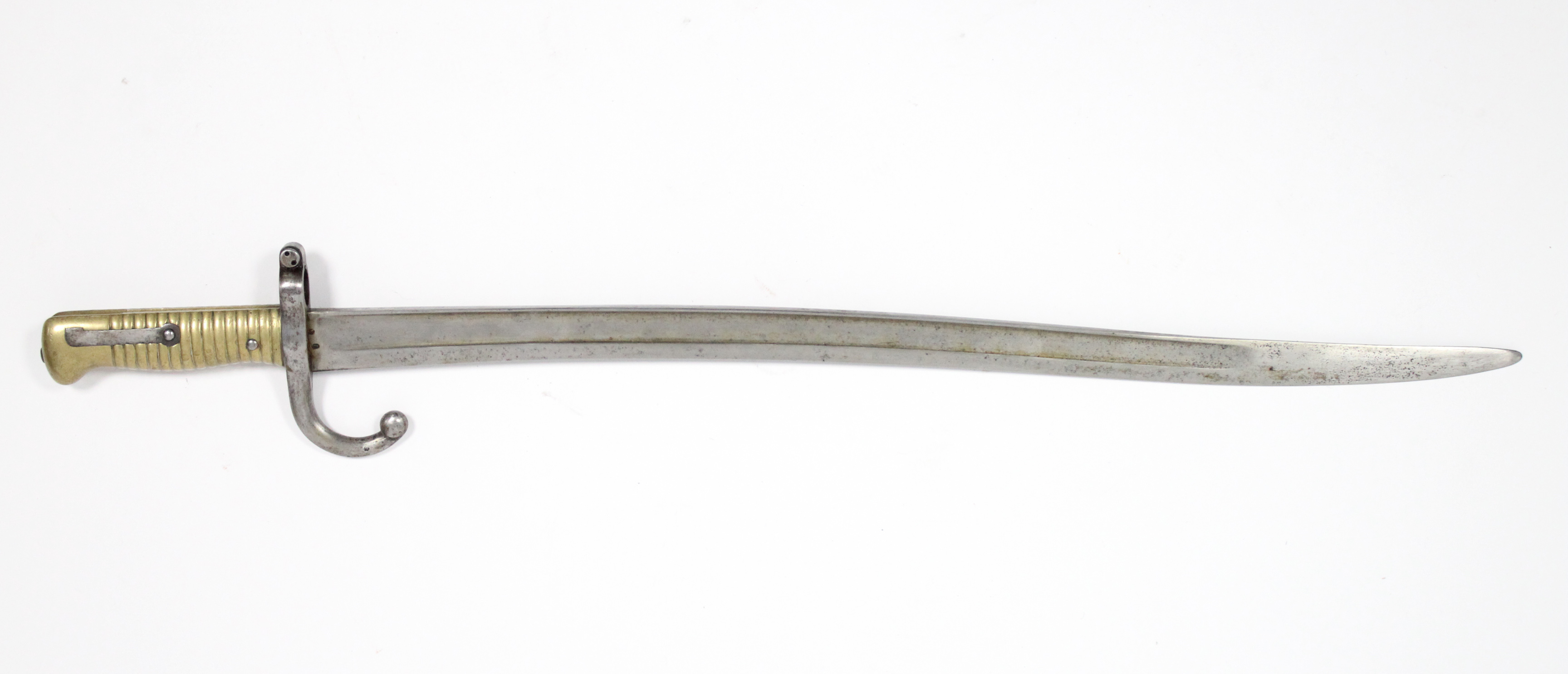 A late 19th century French rifle bayonet (dated 1874) with 22 ½” long ...