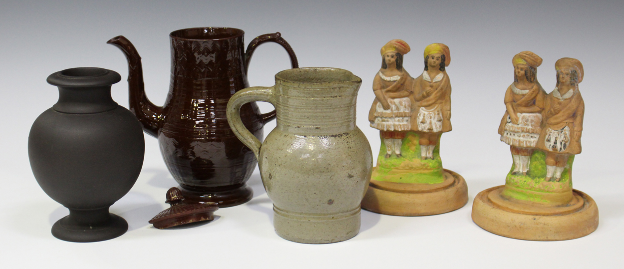 A William Brownfield & Sons pottery jug, circa 1860, the baluster body ...