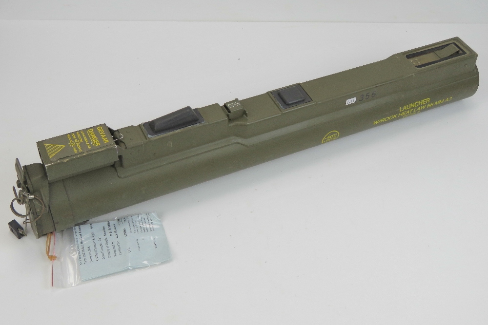 A deactivated (EU Spec) M72 LAW 66mm rocket launcher, with certificate.