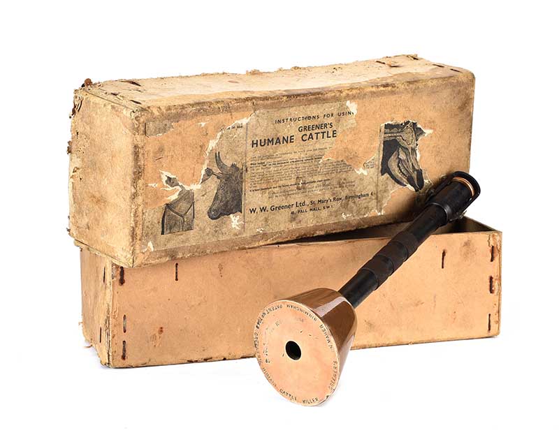 GREENER'S HUMANE CATTLE KILLER.PATENT NO. 704. GREENER'S GUN MAKER ...