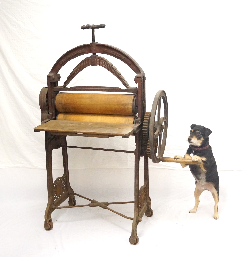 VICTORIAN CAST IRON FRAMED MANGLE by 'J & A. McFarlane Glasgow', with ...