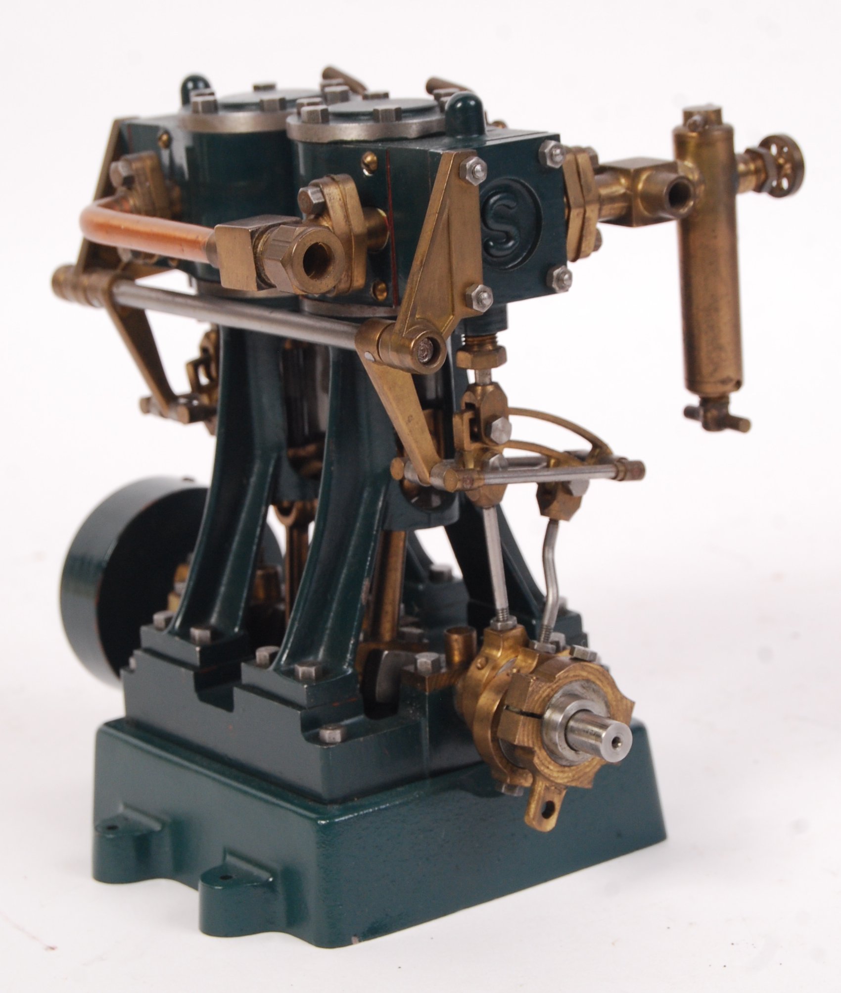 A rare Stuart twin cylinder vertical engine (possibly D10). Green ...