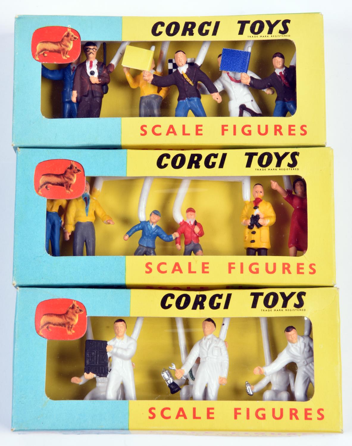 3 sets of Corgi Toys Scale Figures, all from the Silverstone Gift Set ...