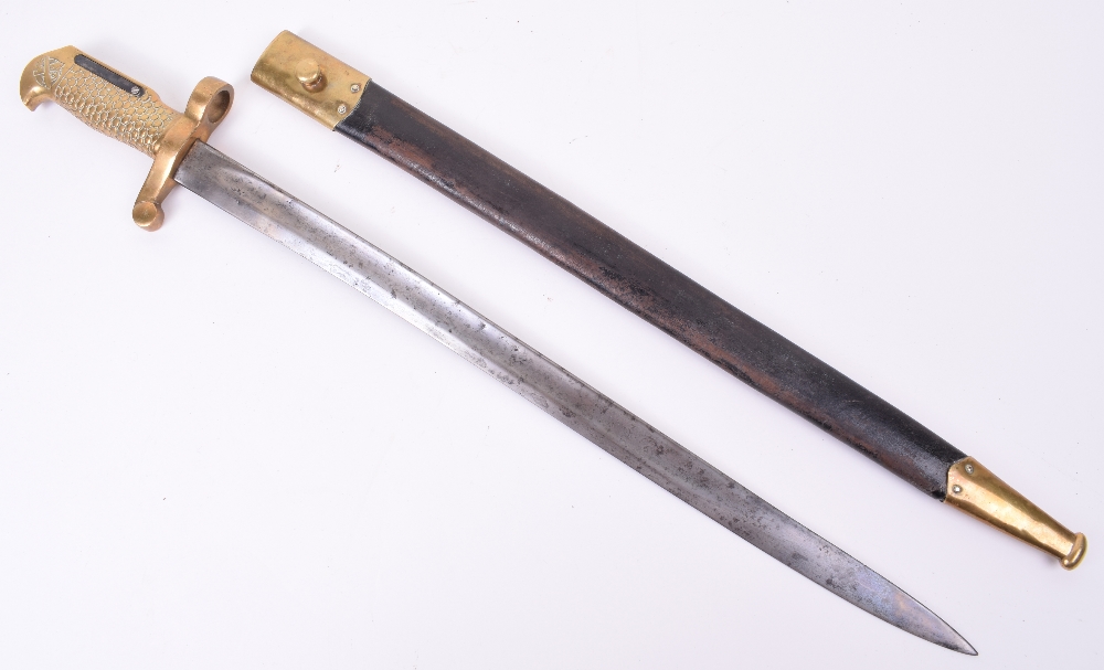US Model 1870 Naval Bayonet, brass hilted example with crossed cannon ...