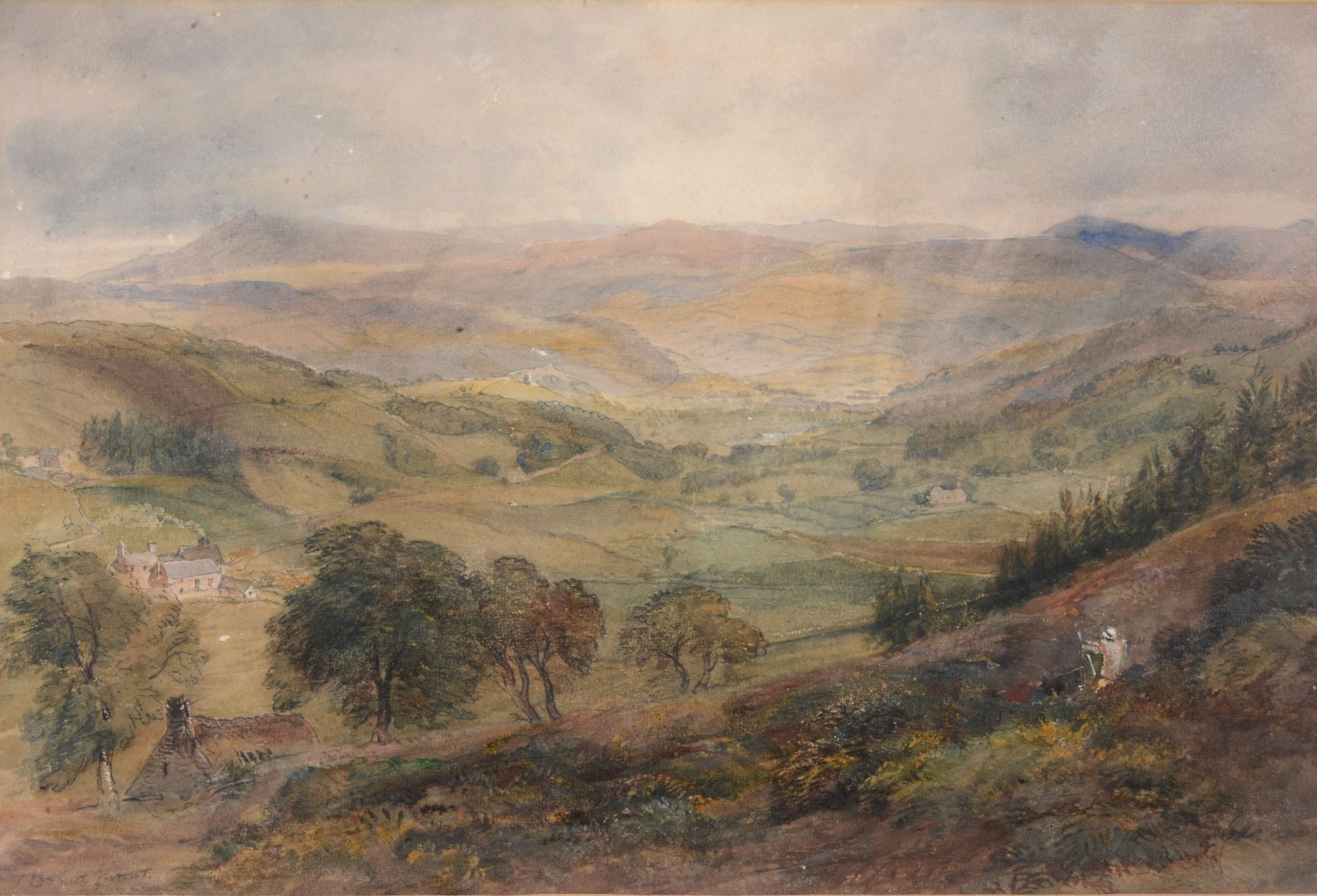 David Cox the Younger (1808-1885) - Solitary artist painting in a ...