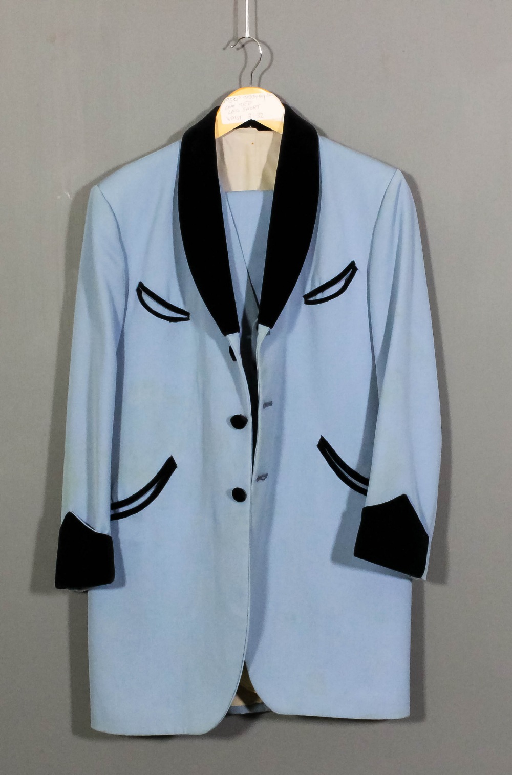 A 1950s blue "Teddy Boy" suit by Sir Frederick of London, comprising ...