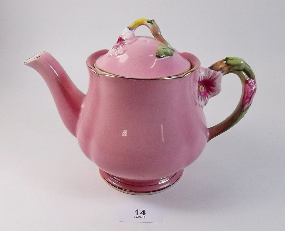 A Royal Winton pink 'Petunia' teapot