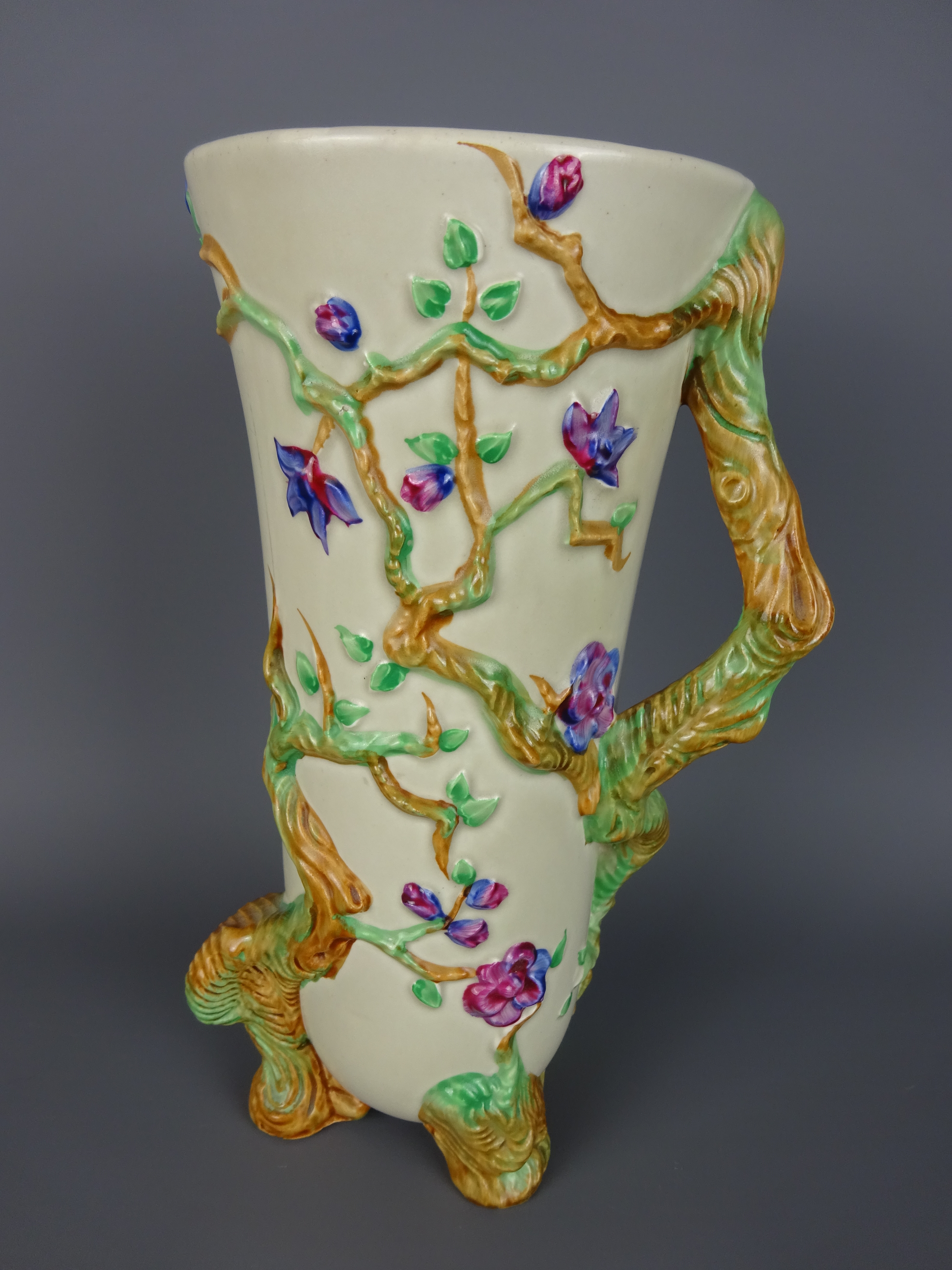 Clarice Cliff 'Indian Cherry Tree' relief moulded vase, no. 28A, H20 ...