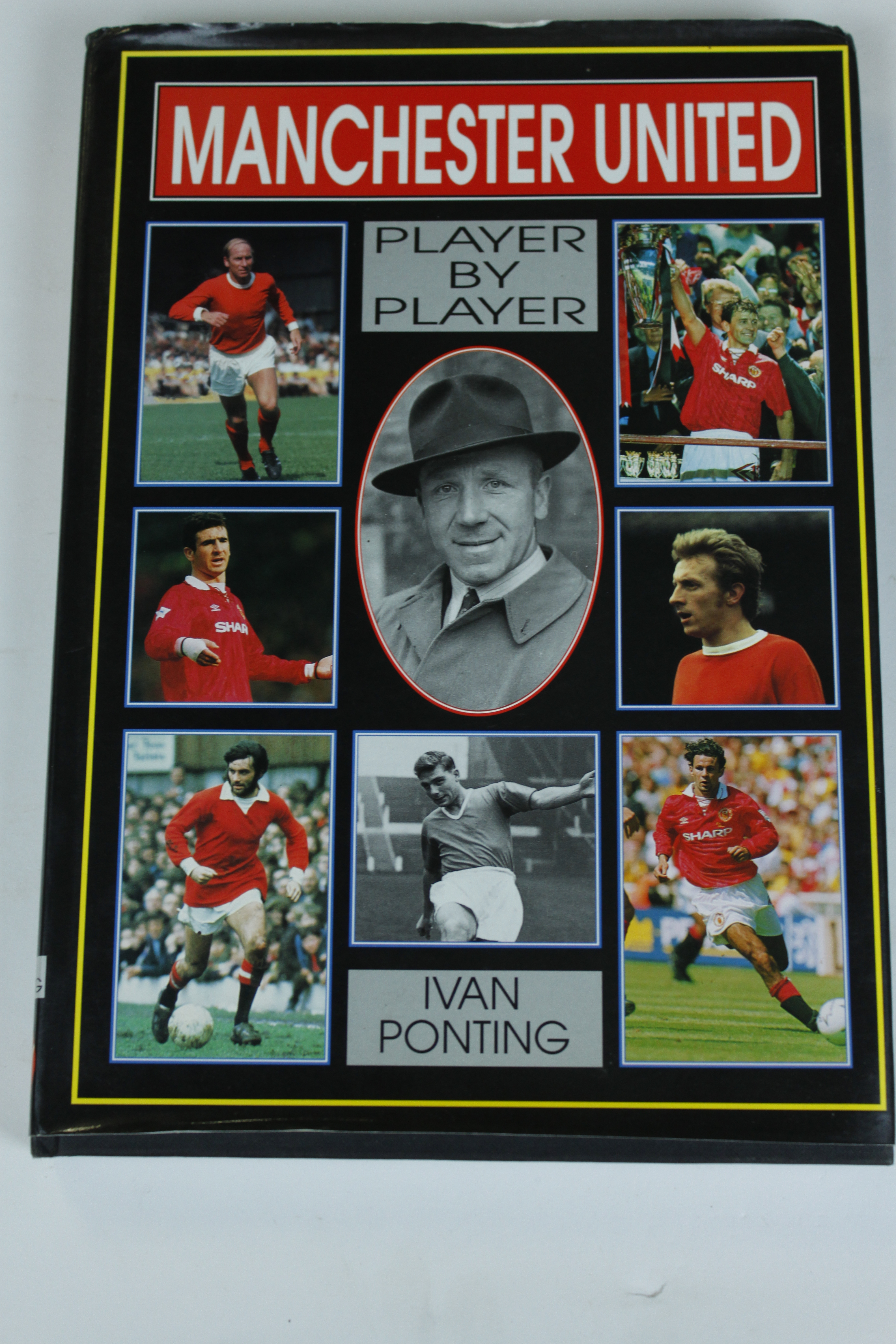 Manchester United player by player hardback book, signed by eighteen ex ...
