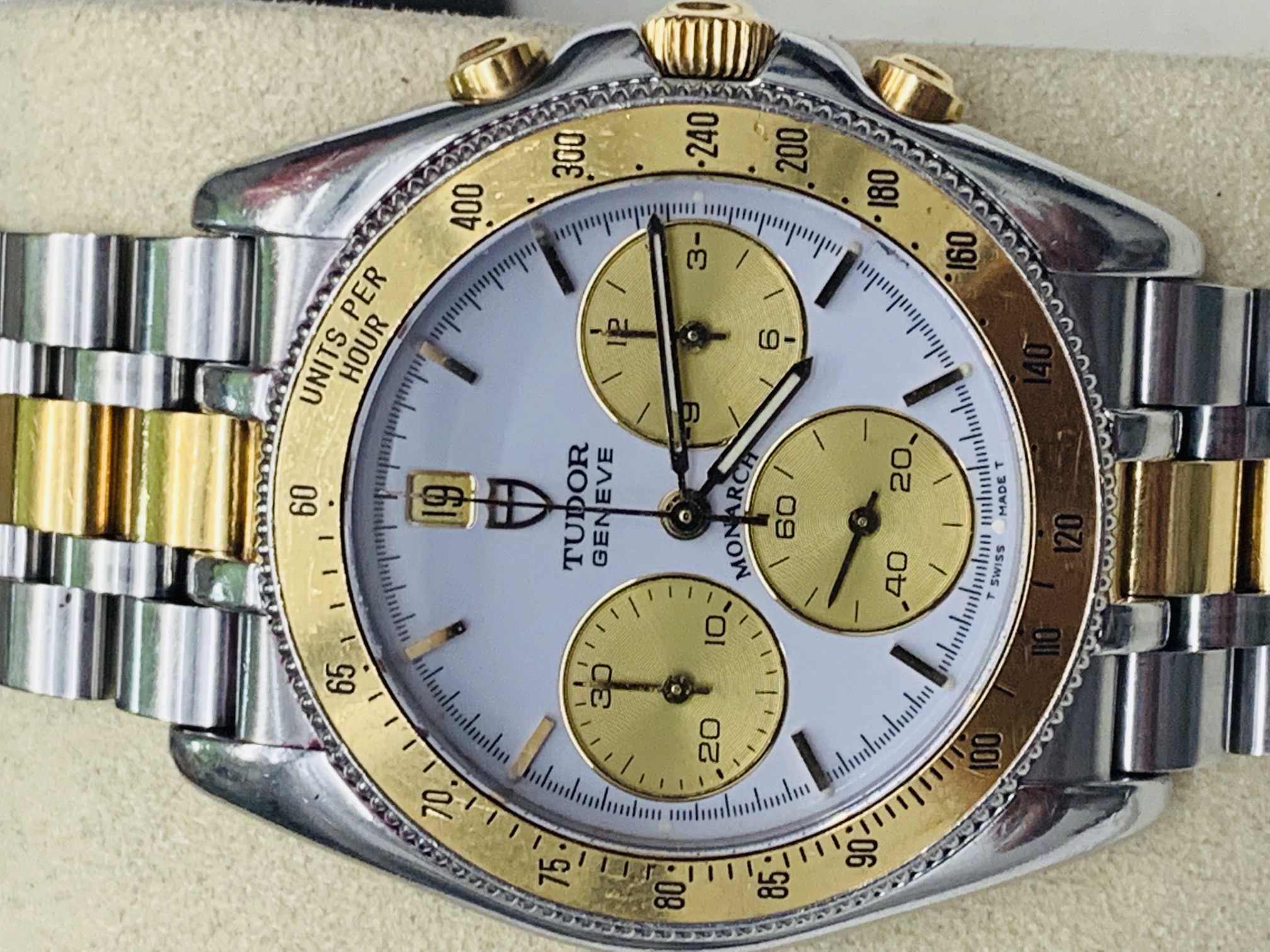 TUDOR MONARCH CHRONOGRAPH STEEL & GOLD WATCH MADE BY ROLEX