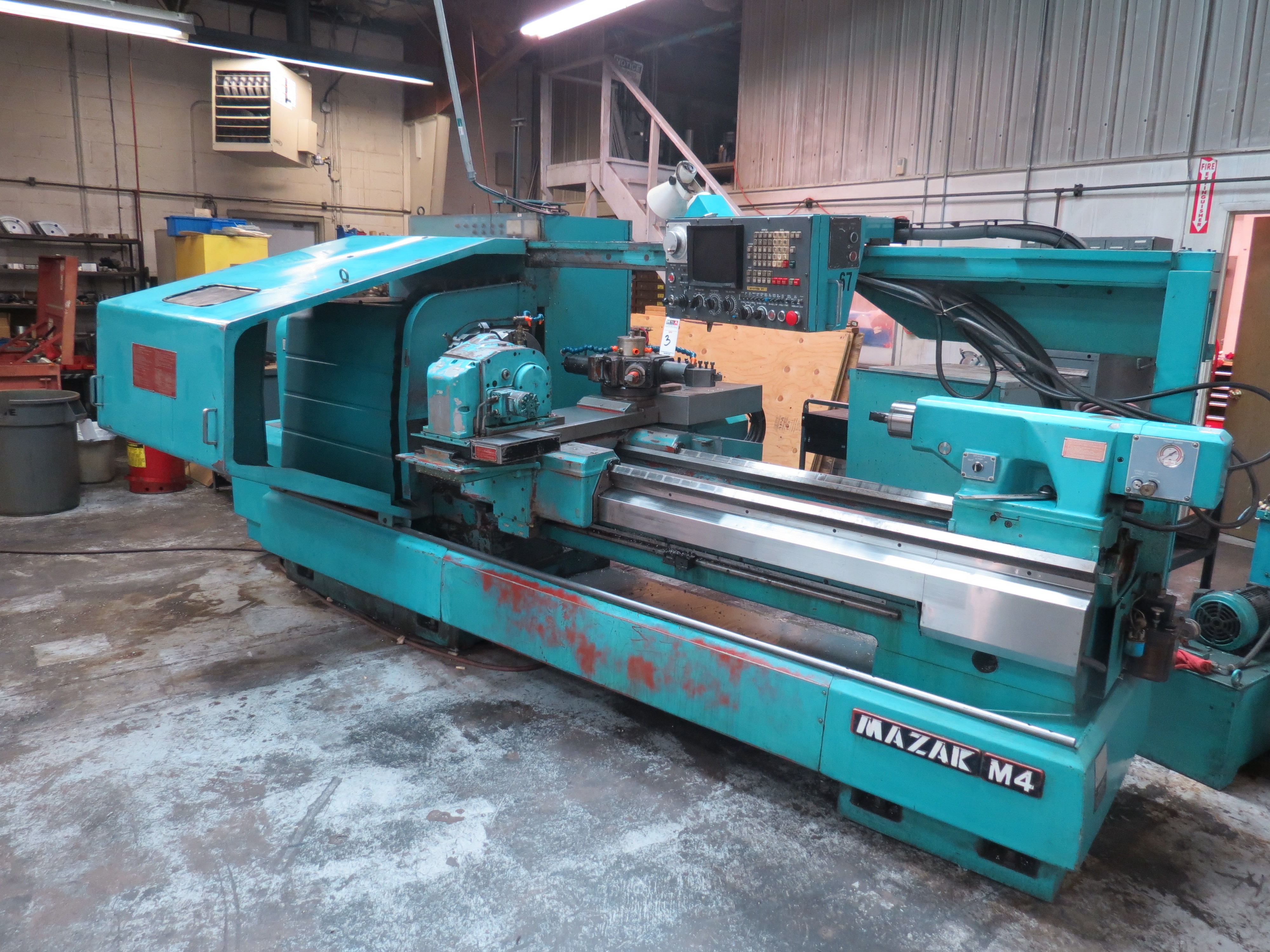 Mazak M4-1000 CNC Lathe, Fanuc 6T control, 22" swing x 60" centers, 25 ...