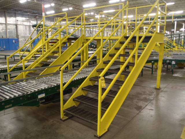 STAIRS & CATWALK OVER CONVEYOR SYSTEM ON FLOOR
