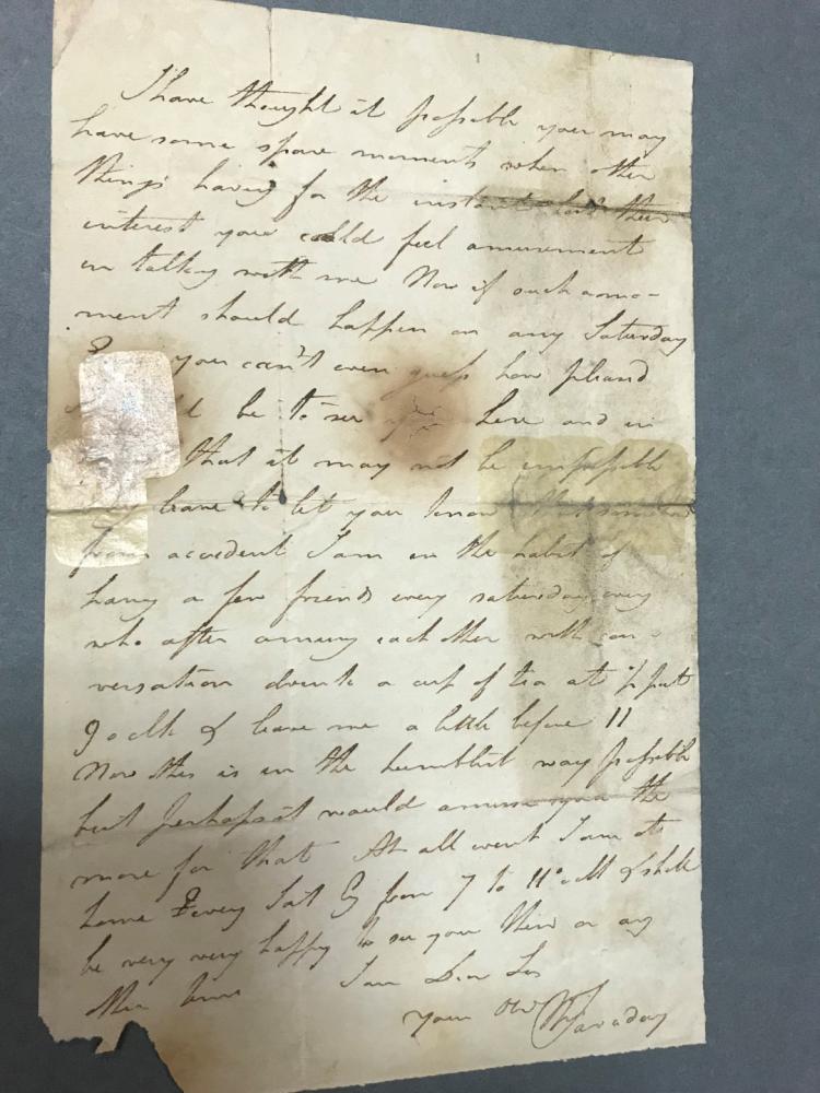Collection of autograph letters signed. Michael Faraday FRS, 2pp, to a ...