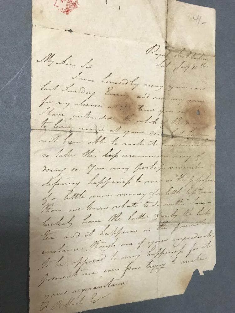 Collection of autograph letters signed. Michael Faraday FRS, 2pp, to a ...