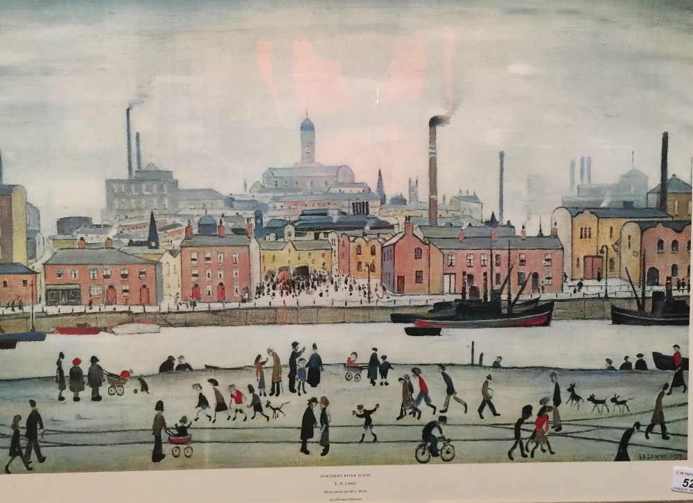 L. S. Lowry, Northern River Scene, print, 40 cm x 60 cm.