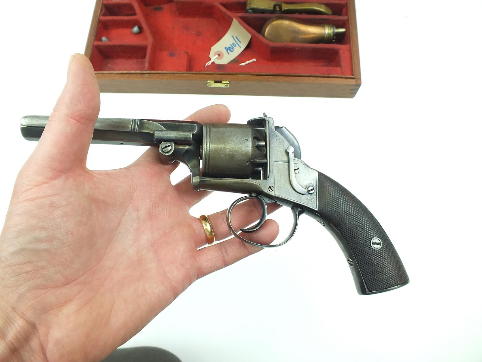 A five-shot Webley Bentley type open framed percussion revolver, 5inch ...