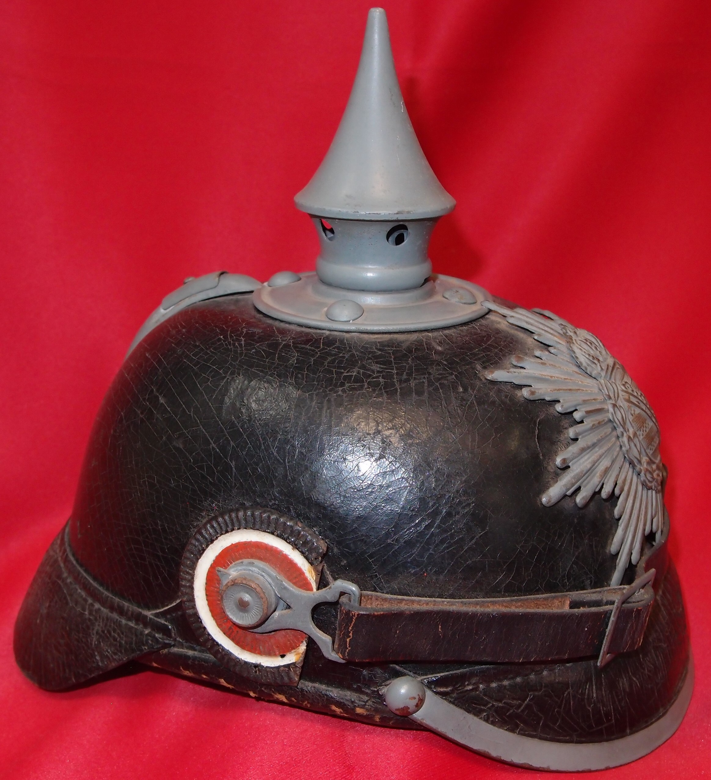 WW1 era German Kingdom of Saxony spiked helmet enlisted Pickelhaube ...