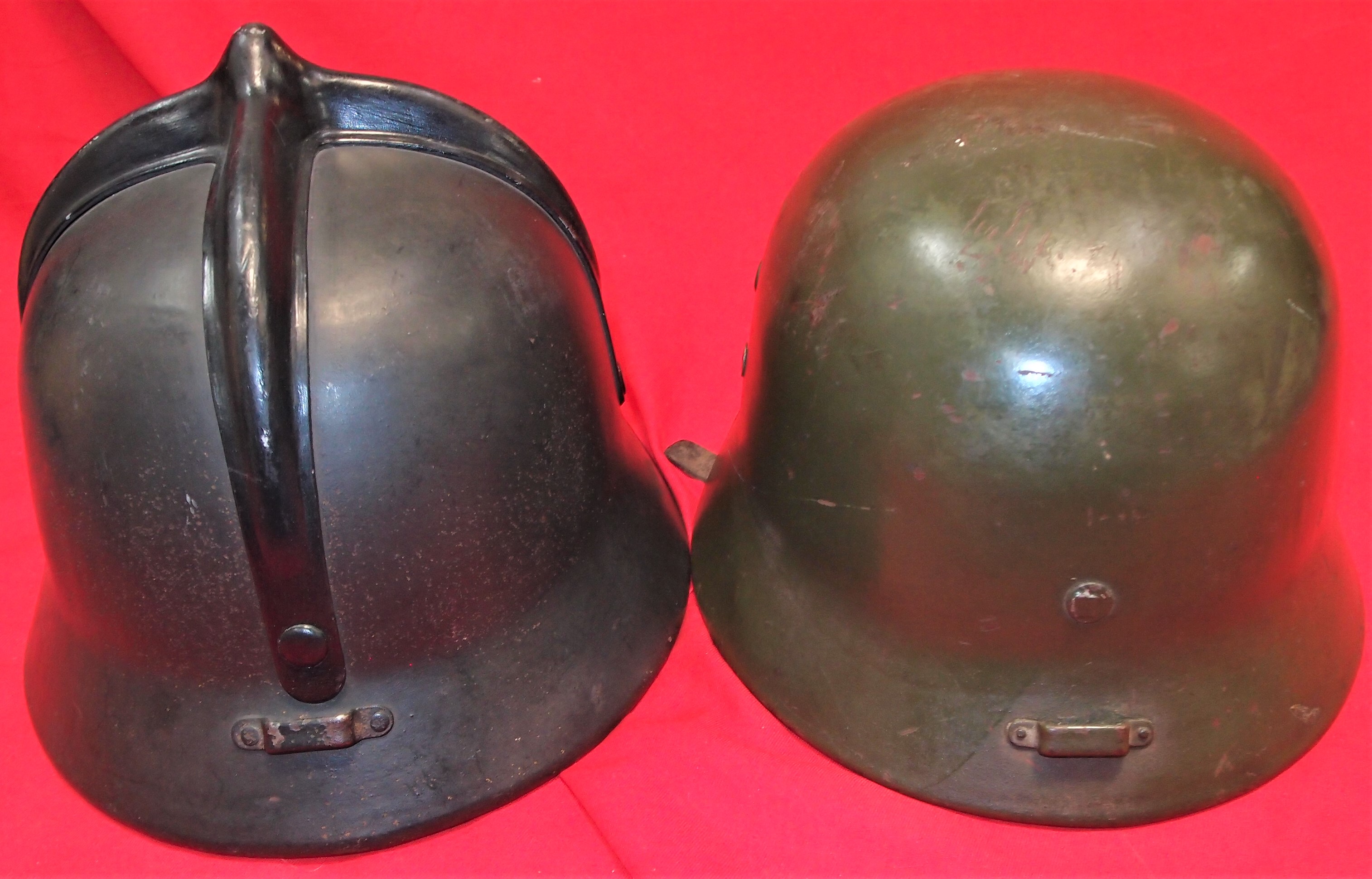 WW2 Model 1938 Hungarian military & civilian auxiliary steel helmets (2 ...