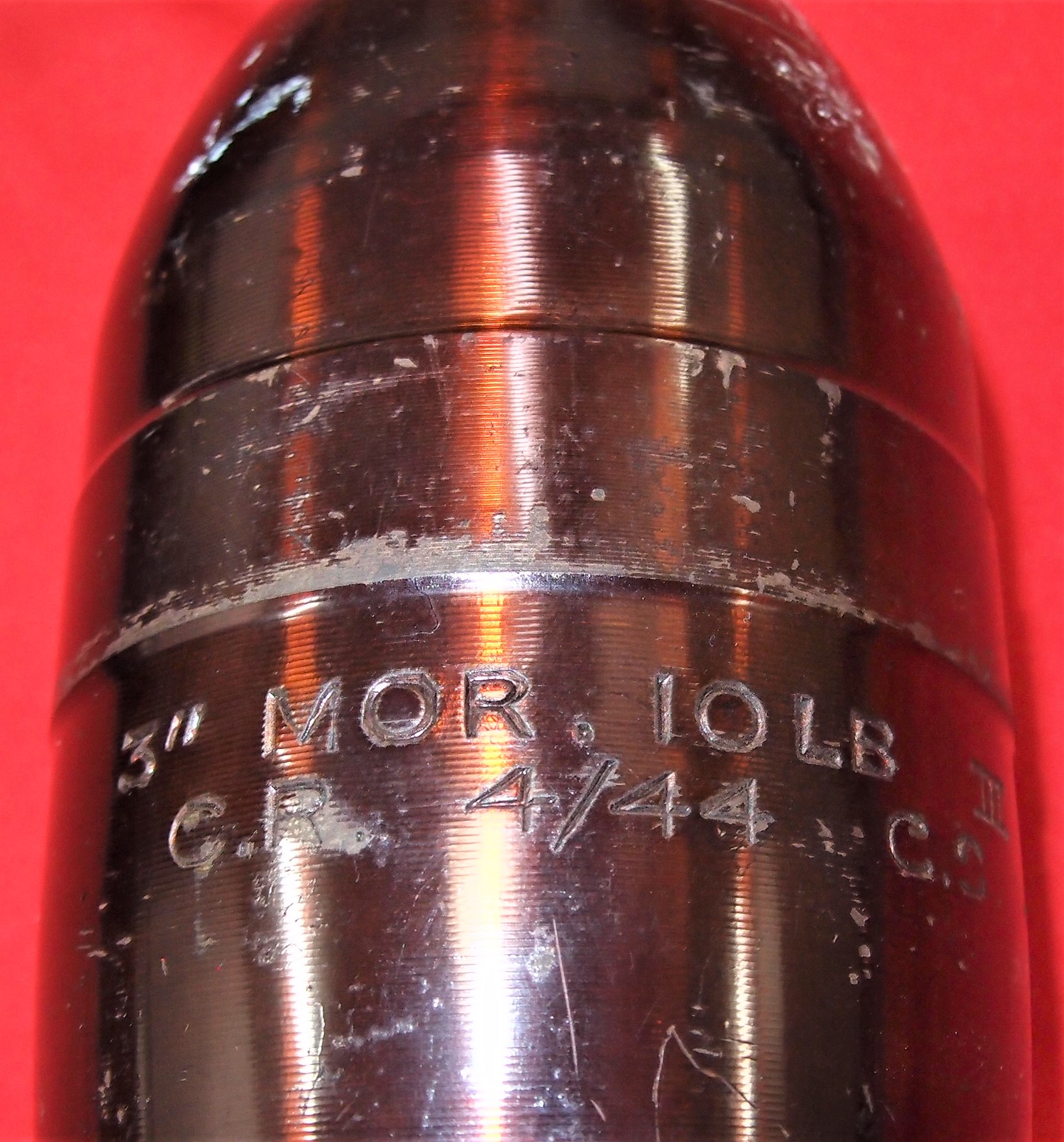 WW2 1944 dated Australian Army 3 inch mortar shell. Burnished copper ...