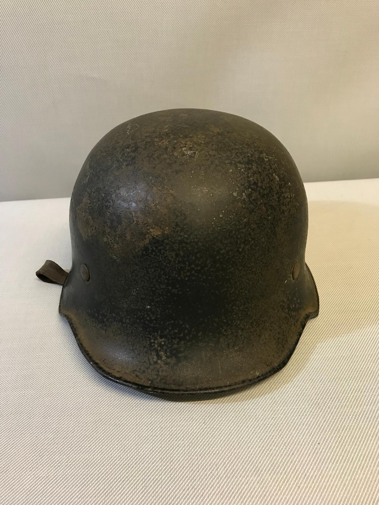 WW2 German police/ fireman helmet with two decals, Swastika & eagle ...