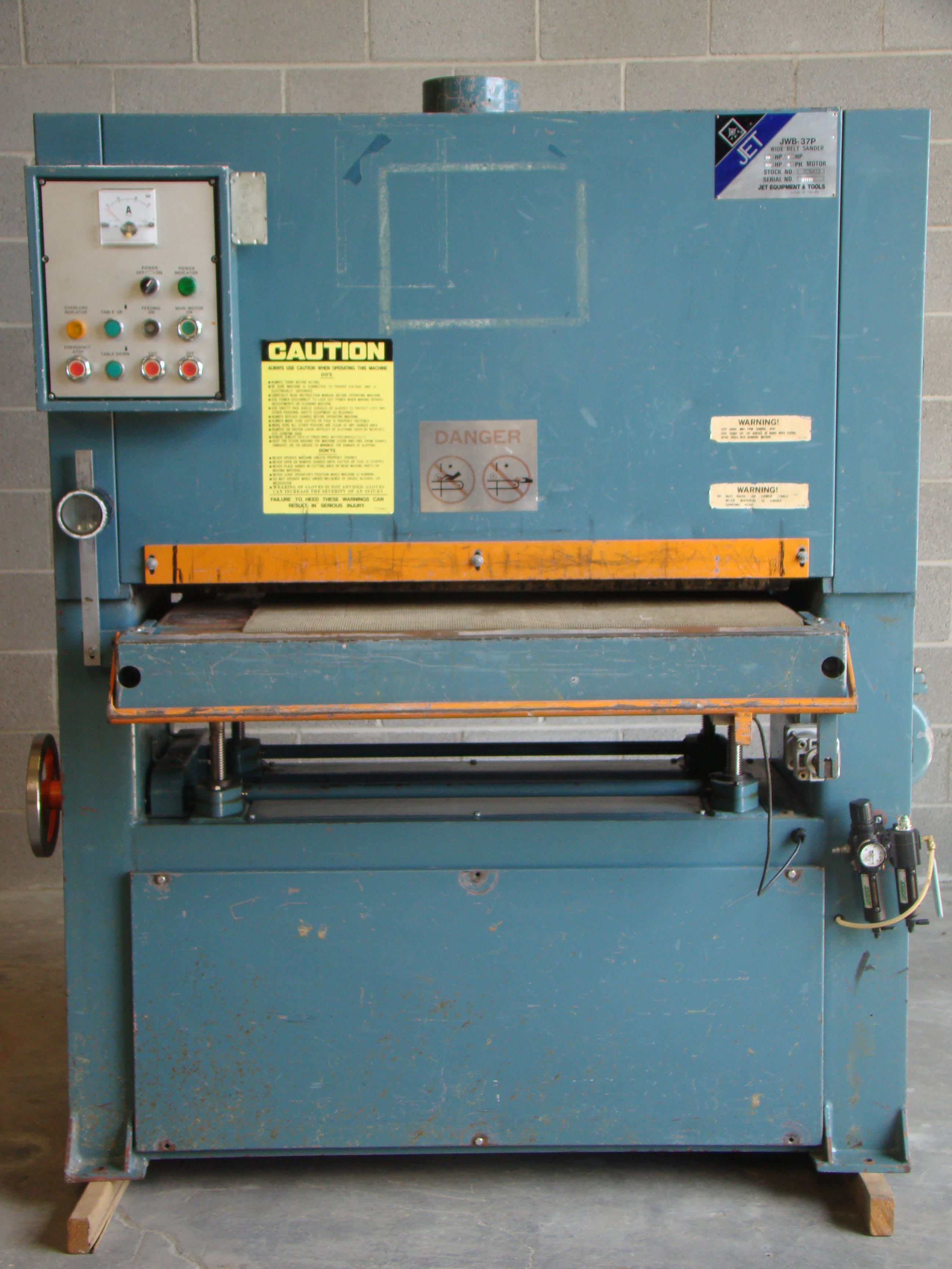 Jet 37" Wide Belt Sander Model JWB-37P 3 motors-20 hp, 2 hp, & 1/2 hp ...