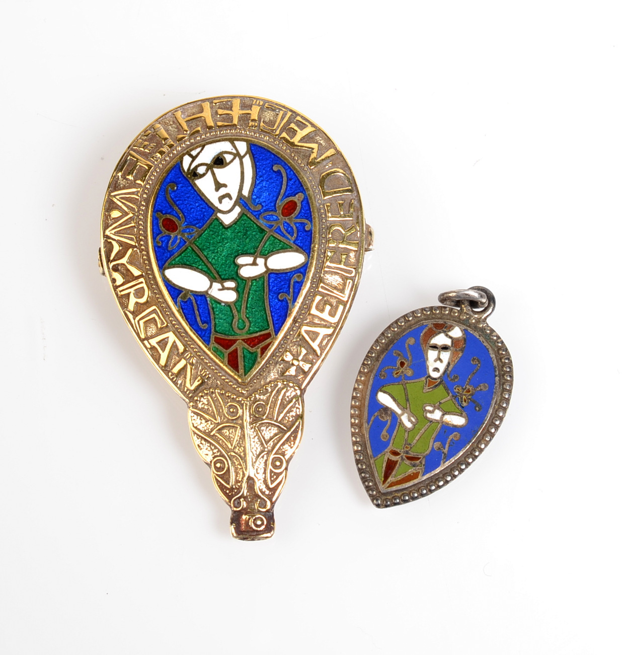 A facsimile silver, gilt and enamel replica of King Alfred Jewel ...