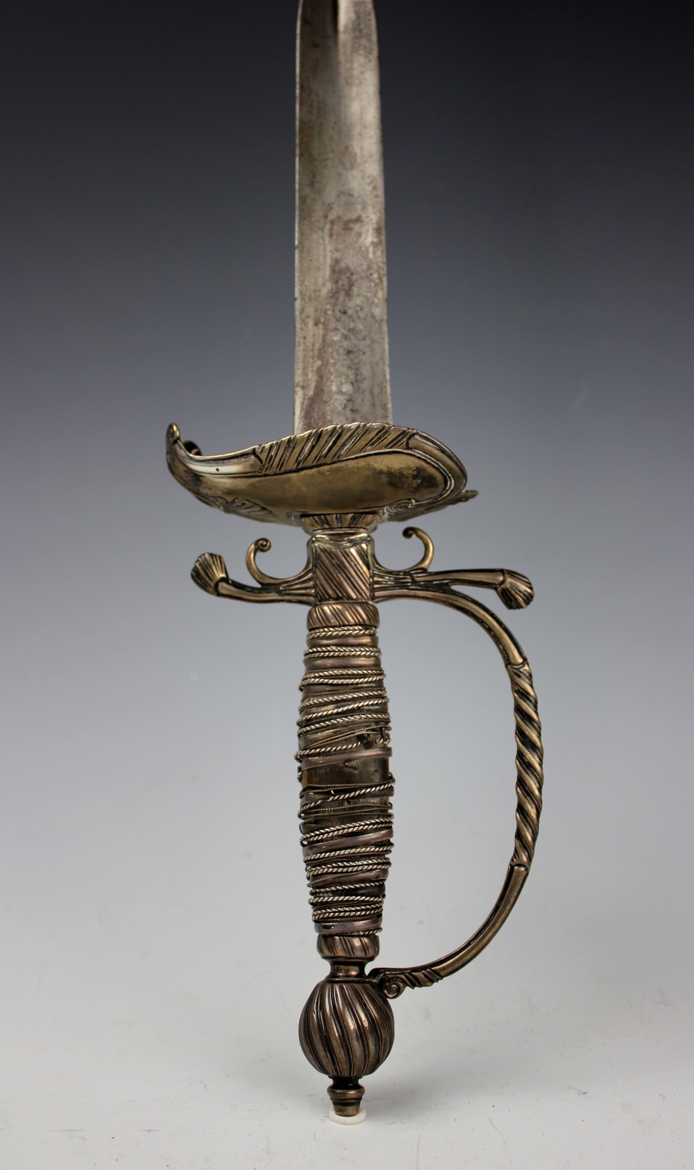 A mid 18th century short sword, with 82cm colichemarde blade, silver ...