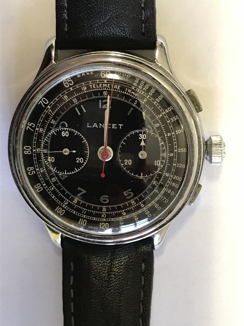 Gentlemens 'Lancet' stainless steel case manual wind chronograph watch ...