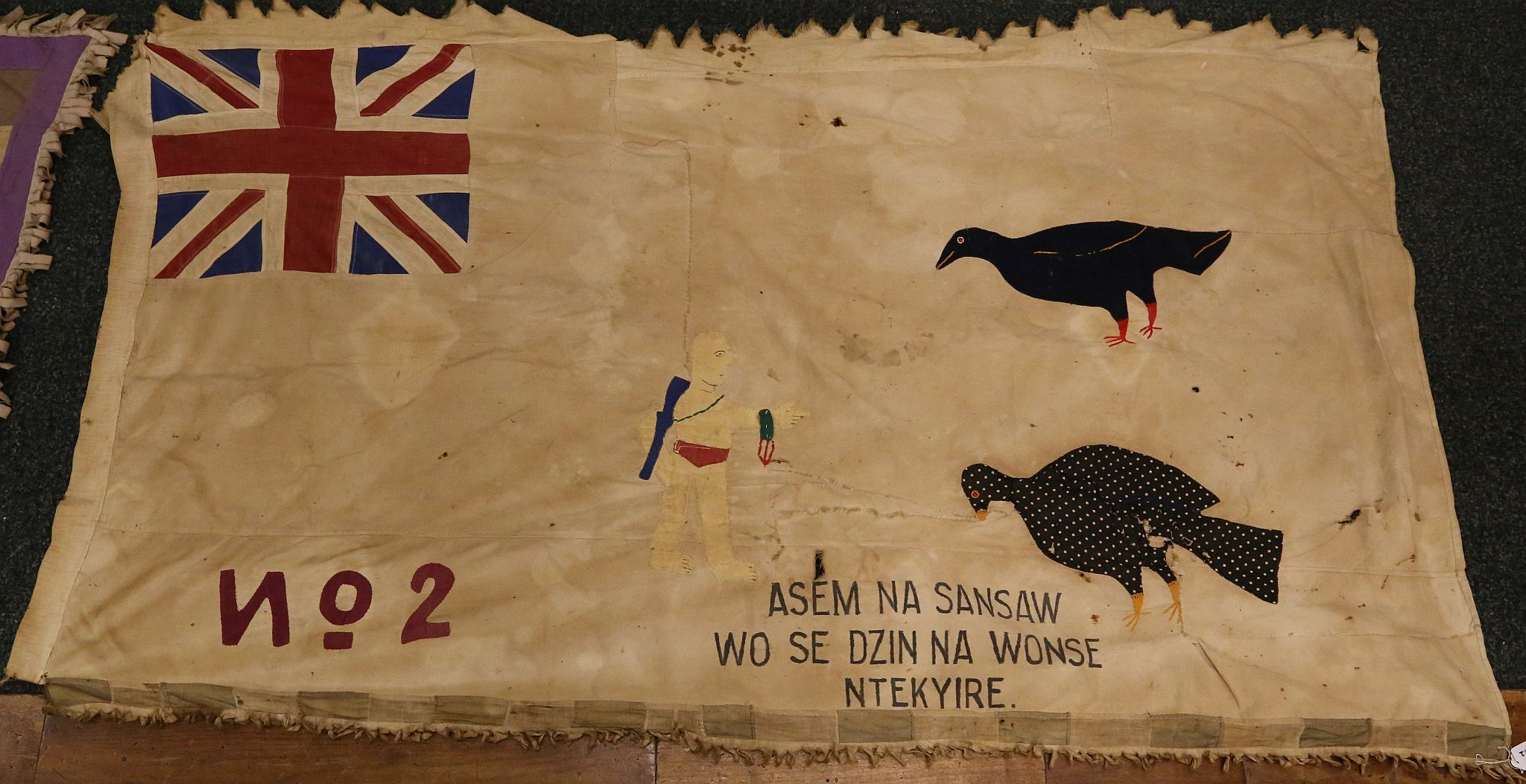 Two African tribal flags; Asafo Flag of Fante tribe early 1900s, Ghana ...