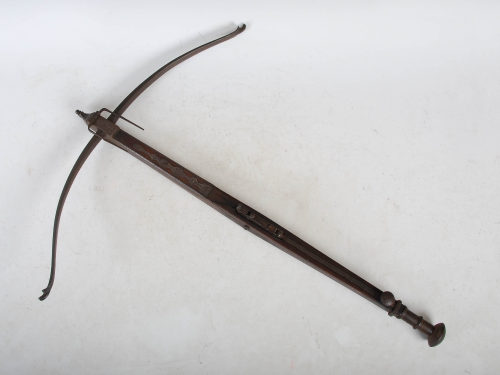 A George III English crossbow, circa 1800, with mahogany tiller ...
