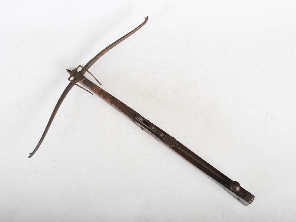 A George III English crossbow, circa 1800, with figured wood tiller ...