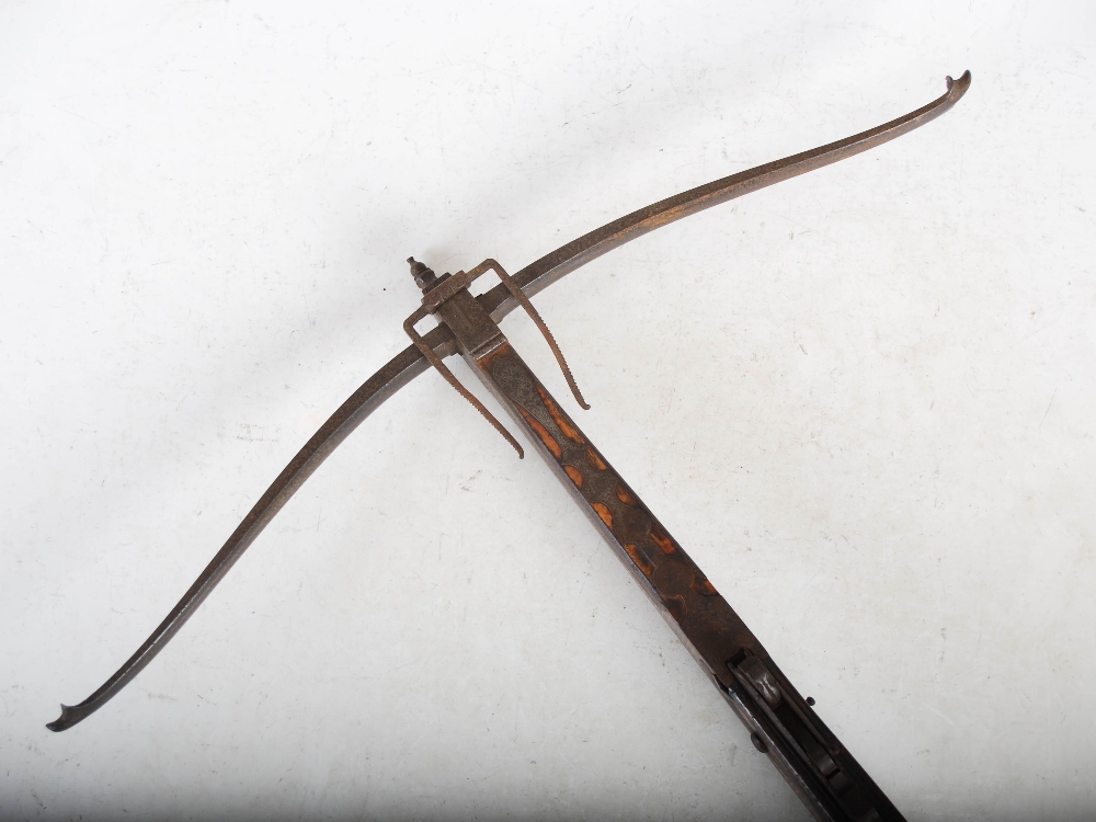A George III English crossbow, circa 1800, with figured wood tiller ...