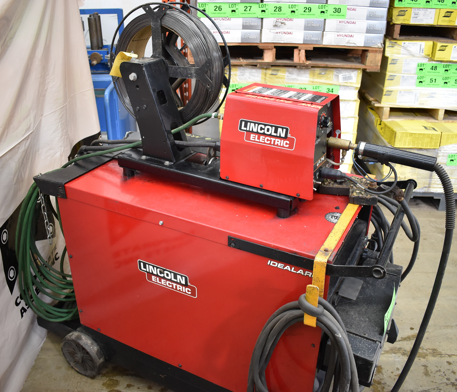LINCOLN ELECTRIC IDEALARC DC600 ARC WELDER WITH WIRE FEED, S/N ...