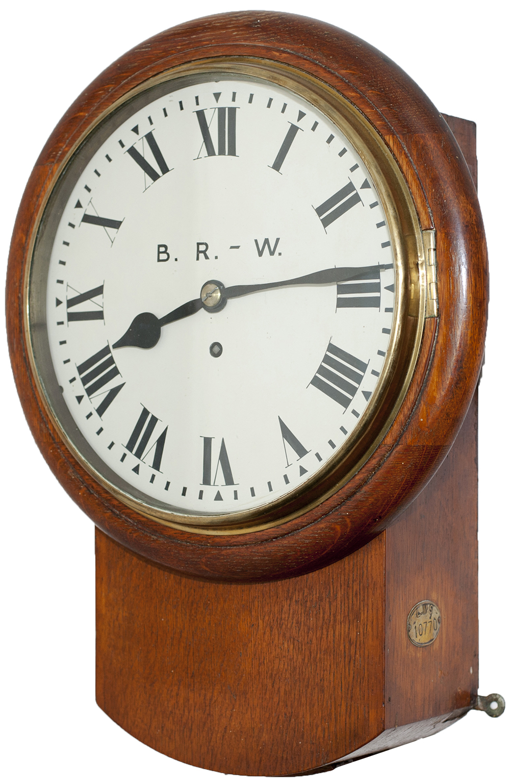 Somerset and Dorset Railway 10-inch oak cased iron dial railway clock ...