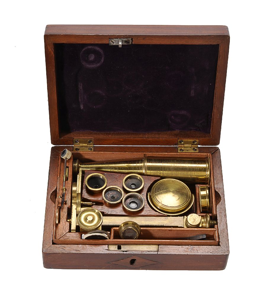 A Cary/Gould-type lacquered brass portable compound microscope ...