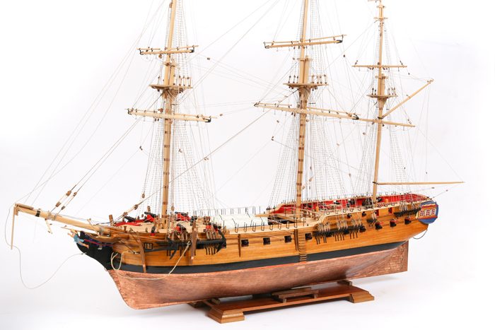 A fine scale wooden model of a late 1700’s early 1800’s three masted ...