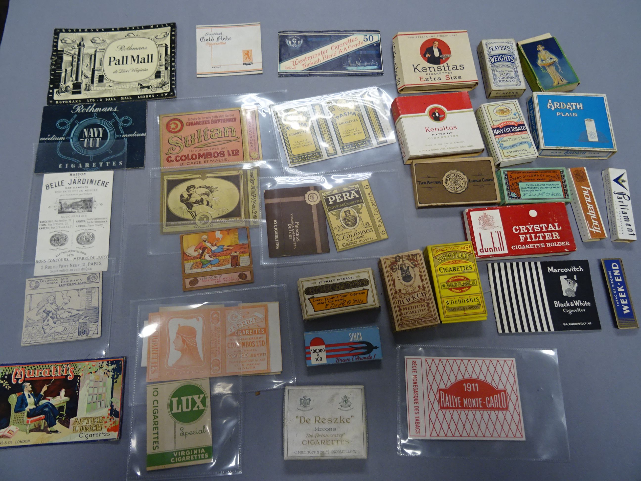 Collection of vintage cigarette packets, fronts etc