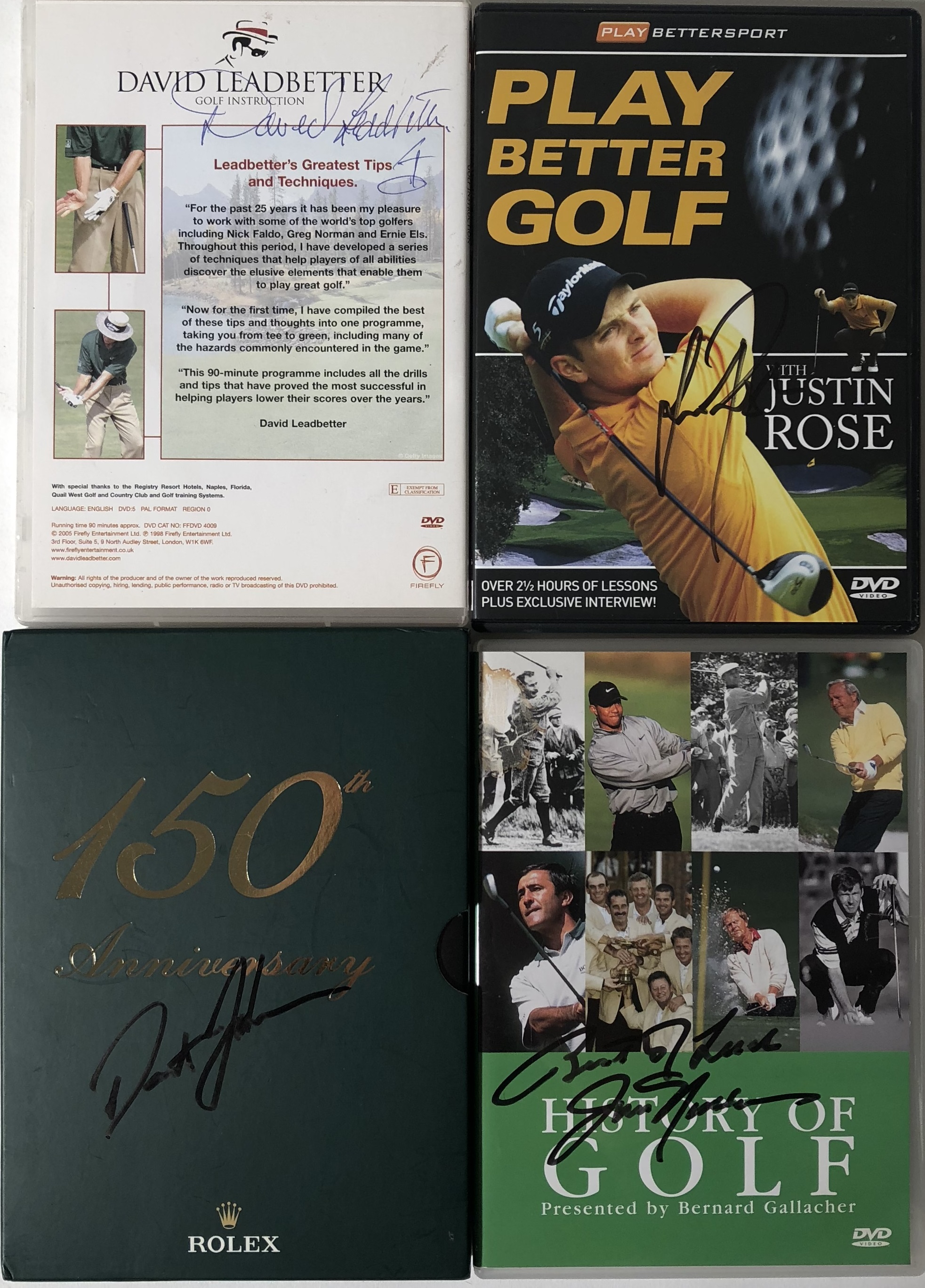 SIGNED GOLF MEMORABILIA. Eight signed pieces of sporting memorabilia to ...