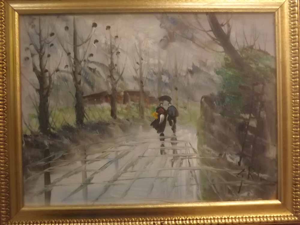 G Rizzo, signed pair of oils on board, Italian coastal view and couple ...