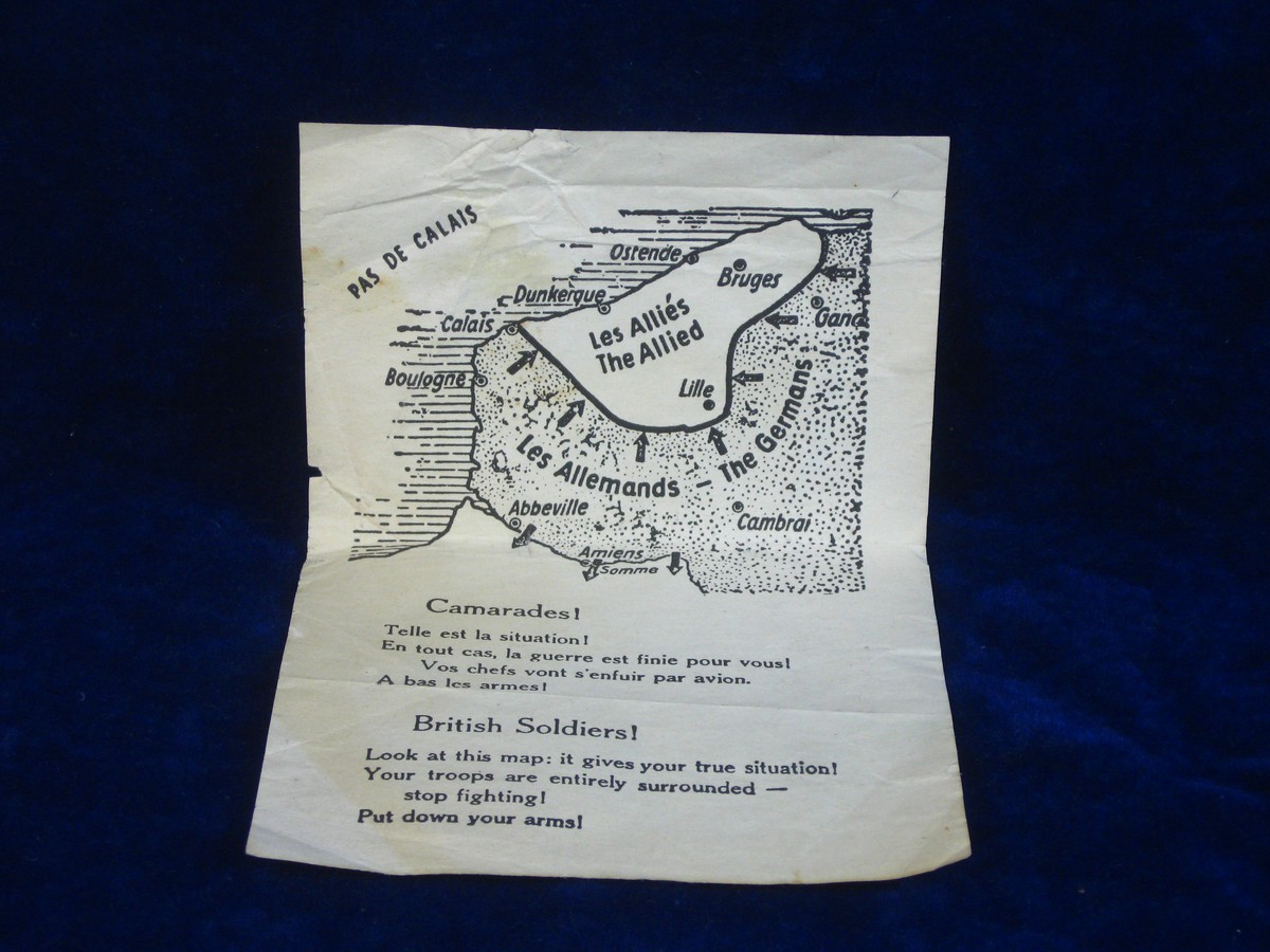 WW2 NAZI DROP LEAFLET DUNKIRK EVACUATION. An original Nazi propaganda ...
