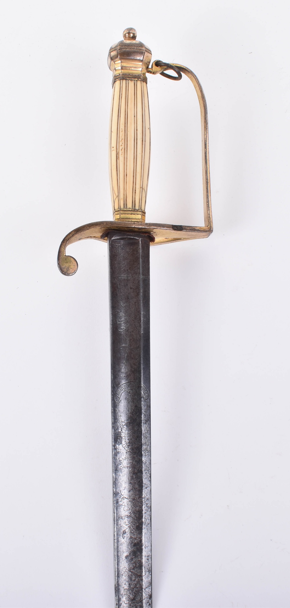 ^ Good Georgian Officer’s Sword Spadroon, c.1800, straight single edge ...