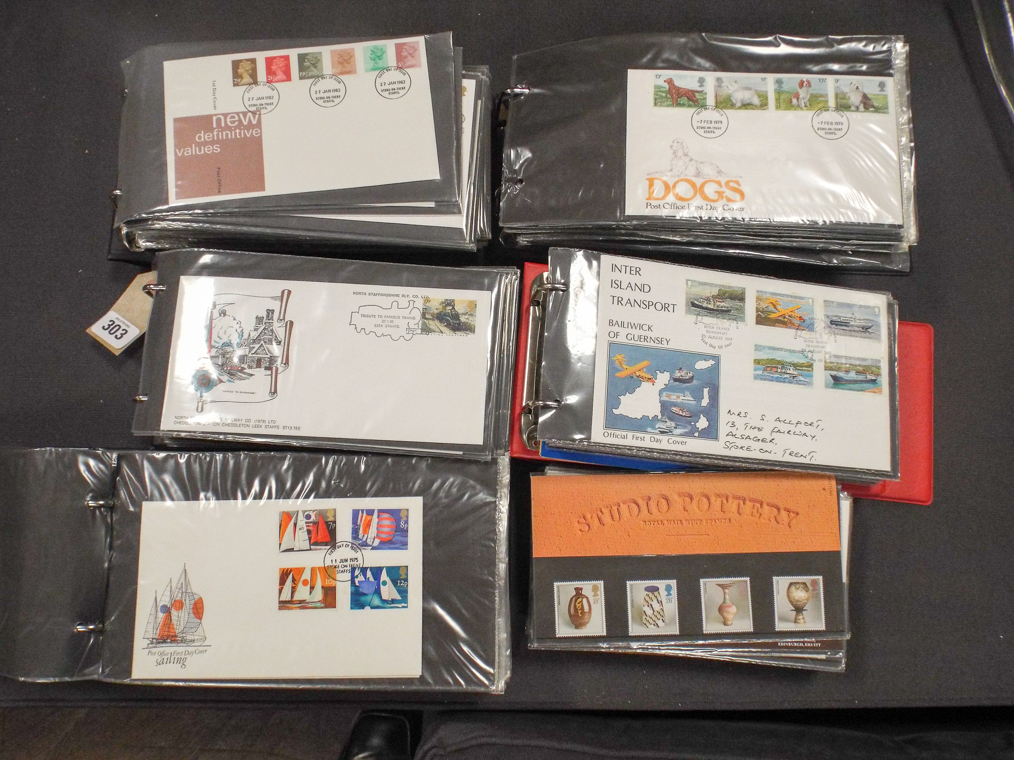 Box containing five albums of British first day covers from the 1970's ...