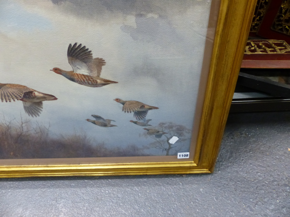 J.C.HARRISON (1898-1985) A COVY OF FRENCH PARTRIDGE IN FLIGHT, SIGNED ...