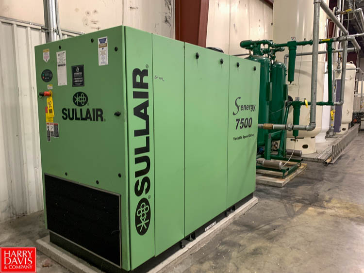2016 Sullair Screw Air Compressor, 112 HP/ 1780 RPM/125 PSI/ 454 CFM ...