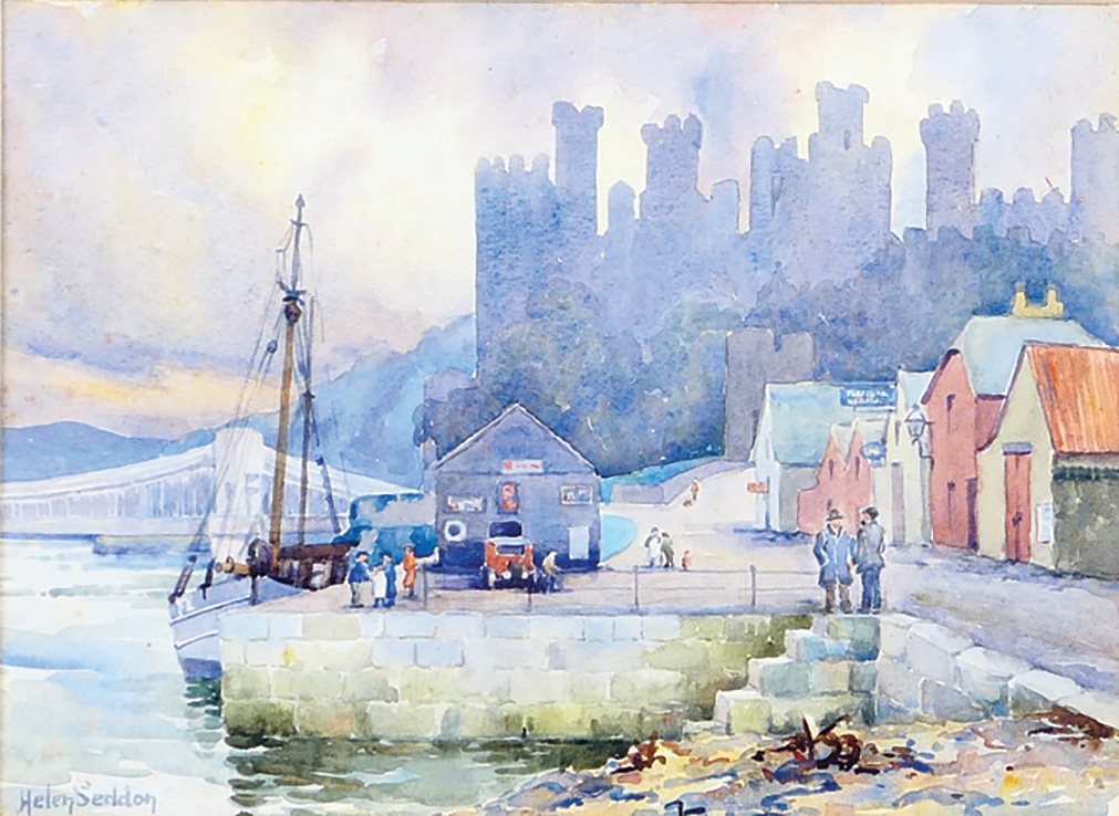 Helen Seddon (active 1925-55), Conwy from the quayside, watercolour ...