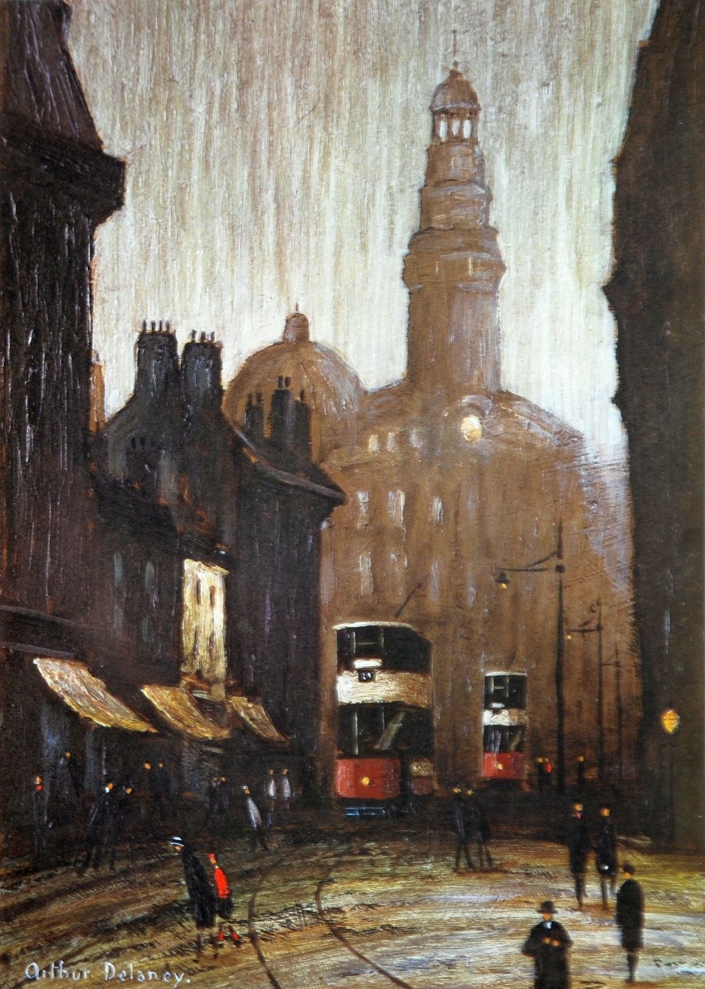 ARTHUR DELANEY ARTIST SIGNED PROOF COLOUR PRINT Manchester street scene ...